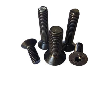 China Flat Countersunk Head Hex Cap Screw Alloy Steel Blackened Fully Thread for Industrial for sale