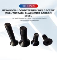 China Flat Countersunk Head Hex Cap Screw Alloy Steel Blackened Fully Thread for Industrial for sale