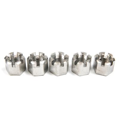 China Standard DIN935 Stainless Steel 304 316 Titanium Hexagon Slotted Round Lock Hex Castle Nut for sale