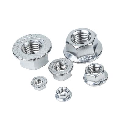 China Stainless Steel Self Locking Hexagon Flange Nuts for Fastening M6 M8 M10 in Imperial for sale