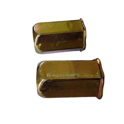 China Free Sample Full Hex Open Rivet Nut for Thin Sheets Yellow Zinc Plated Carbon Steel for sale