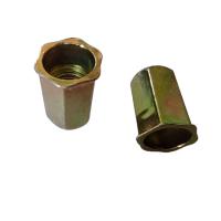 China Metric Yellow Zinc-Plated Carbon Steel Full Hex Threaded Open Rivet Nut Long-Lasting for sale