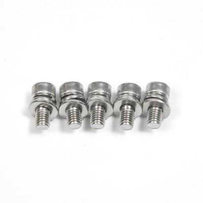 China 304 Stainless Steel Knurled Hex Socket Screw with Spring and Flat Washer 100% Control for sale