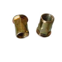 China Economical Yellow Zinc-Plated Semi-Hex Open Rivet Nut for Thin Sheets Carbon Steel for sale