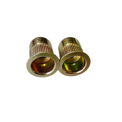 China Automotive Industry Easy Installation Yellow Zinc Plated Carbon Steel Flat Head Rivet Nut for sale