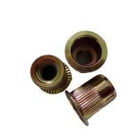 China Heavy-Duty Yellow Zinc-Plated Carbon Steel Open Rivet Nut for Automotive M4-M5-M6-M8-M10 for sale
