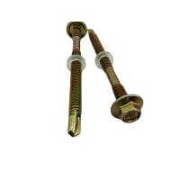 China GB Pan Head 2024 Hex Fasteners Screws with Rubber Washer Yellow Galvanized Roof Nails for sale