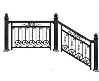 China Fence Stair Railing Banister Handrail Hardware  Black Steel Post Modern Outdoor for sale