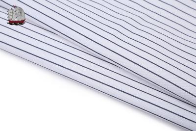 China Charcoal White Stripe Fabric 120 Gsm Twill Crisp Workwear Uniform Fabric for sale