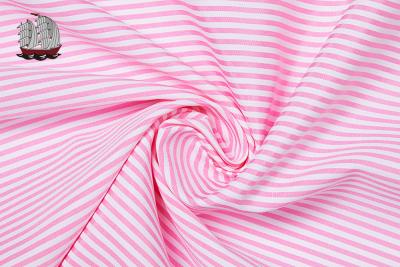 China 120gsm Vertical Stripe Fabric White Pink Pinstripe Fabric Moisture Wicking for sale
