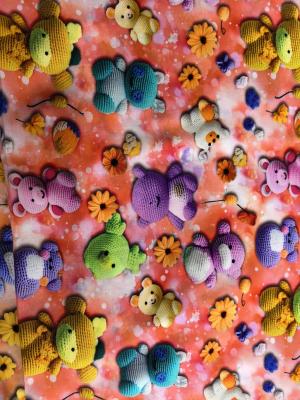 China Washable Dyed Canvas Fabric Bear Cute Printed Cotton Fabric For Casual Clothing for sale