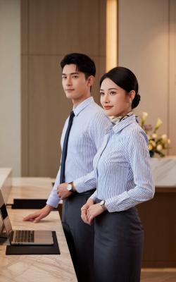 China Classic TC Blue Pinstripe Fabric T60C40 Blended Fabric High Density Cotton for sale
