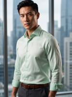 China Premium Bespoke CVC Mint Green Shirt Fabric C60%T40% Twill Weave Fabric for sale