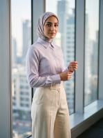 China Rib Twill Raised Pinstripe Lilac Base Heavyweight Crisp Wrinkle-Resistant Women's Uniform Shirting for sale