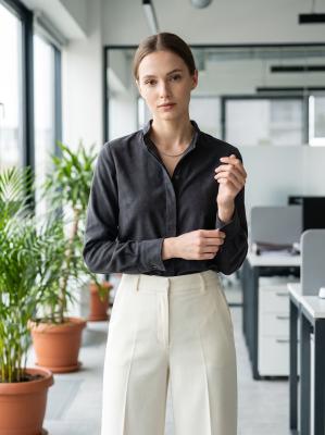 China High-Density TC Series Vat-Dyed Colorfast Sanded Soft Dark Lightweight Year-Round Uniform Shirting for sale