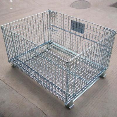 China Lockable Folding Wire Mesh Cage - 1000×800×840mm Size, 1200kg Capacity, Galvanized Steel Storage Container for sale