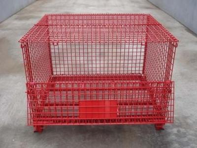 China Collapsible Steel Wire Mesh Storage Cage 800×600×640mm with 800KG Load Capacity - Galvanized Industrial Container for sale