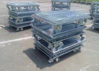 China Zinc Finish Rigid Rolling Wire Mesh Cage 80x60x64 Inch with 700kg Load Capacity and Foldable Design for sale