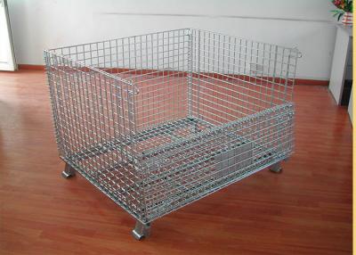 China Foldable Galvanized Wire Mesh Storage Cage 1200x1000x890mm Heavy Duty Warehouse for sale