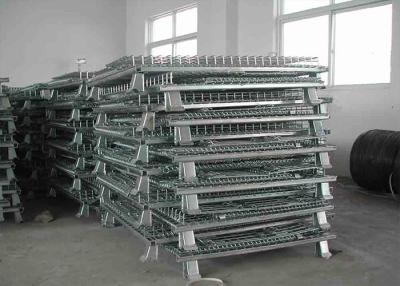 China Foldable Collapsible Wire Mesh Cage Panels with Front Drop Gate & 4 Casters - 700kg to 1800kg Load Capacity for sale
