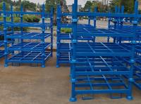 China Blue Folding Warehouse Industrial Metal Storage Stacking Racks 1200kg Capacity 4 Tier for sale