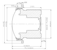 China 1.3mm F2.2 210° Ultra Wide Panoramic Fisheye M12 Lens 2G4P+IR 67% Relative Illumination for 1/2.9