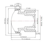 China M12*P0.5 Automotive 360 AVM Surround View Lens 1.49mm F2.0 210° DFOV IP67 Waterproof 2G4P for 1/2.9