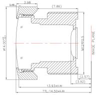 China 2.7mm F2.0 High Pixel M12 Lens 165° DFOV 4G2P for 1/2.7