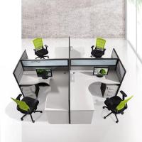China ISO Modular Four Person Workstation Desk Glass Panel Black Wooden for sale