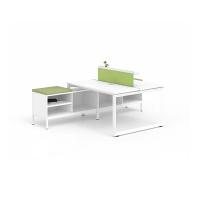 China White 4 Way Wooden Office Staff Table 1600mm Pc Workstation Desk With MDF Board for sale
