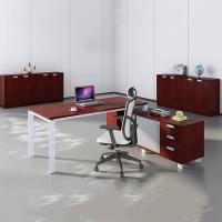China 1.6M Red Executive Office Table Metal Frame Executive Manager Desk for sale