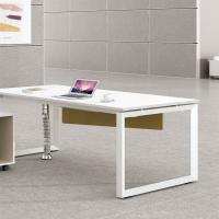 China L Shape Executive Office Desks Sets White Single With Wooden Baffle for sale