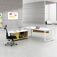 China L Shape Executive Office Desks Sets White Single With Wooden Baffle for sale