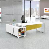 China L Shape Executive Office Desks Sets White Single With Wooden Baffle for sale