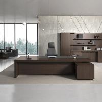 China Brown Executive Desk Sets 900mm Wooden Office Desk With Cabinet​ for sale