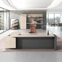 China Brown Executive Desk Sets 900mm Wooden Office Desk With Cabinet​ for sale