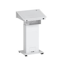 China White Office Height Adjustable Desk Electric Lift Podium With Movable Casters for sale