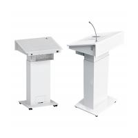 China White Office Height Adjustable Desk Electric Lift Podium With Movable Casters for sale
