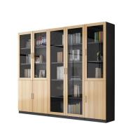 China Dark Brown Glass Door File Cabinet 6 Door CEO Large Wood Filing Cabinet for sale