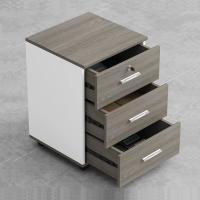 China Grey Office Wooden Filing Cabinets 3 Drawer Movable File Cabinet With Wheels for sale