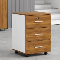 China Grey Office Wooden Filing Cabinets 3 Drawer Movable File Cabinet With Wheels for sale