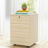China 3 Drawer Rolling Pedestal File Cabinet Wood Lockable With Aluminum Alloy Handle for sale