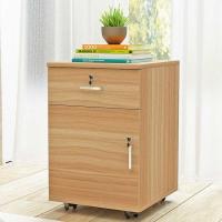 China 3 Drawer Rolling Pedestal File Cabinet Wood Lockable With Aluminum Alloy Handle for sale