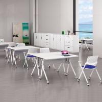 China Wood Steel Foldable Training Table Wood Folding Durability With Wheels for sale