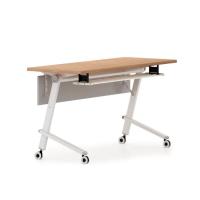 China Movable Foldable Training Table Water Resistant Wood Grain Color With Shelf for sale