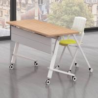 China Movable Foldable Training Table Water Resistant Wood Grain Color With Shelf for sale