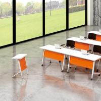 China Orange Folding Training Table Office Multi Person Metal Leg for sale