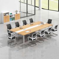 China 6 Person Office Conference Table with 25mm Wood Grain Desktop, Scratch-Resistant Finish, and Customizable Colors for sale