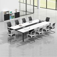 China 6 Person Office Conference Table with 25mm Wood Grain Desktop, Scratch-Resistant Finish, and Customizable Colors for sale