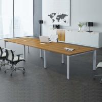 China 6 Person Office Conference Table with 25mm Wood Grain Desktop, Scratch-Resistant Finish, and Customizable Colors for sale